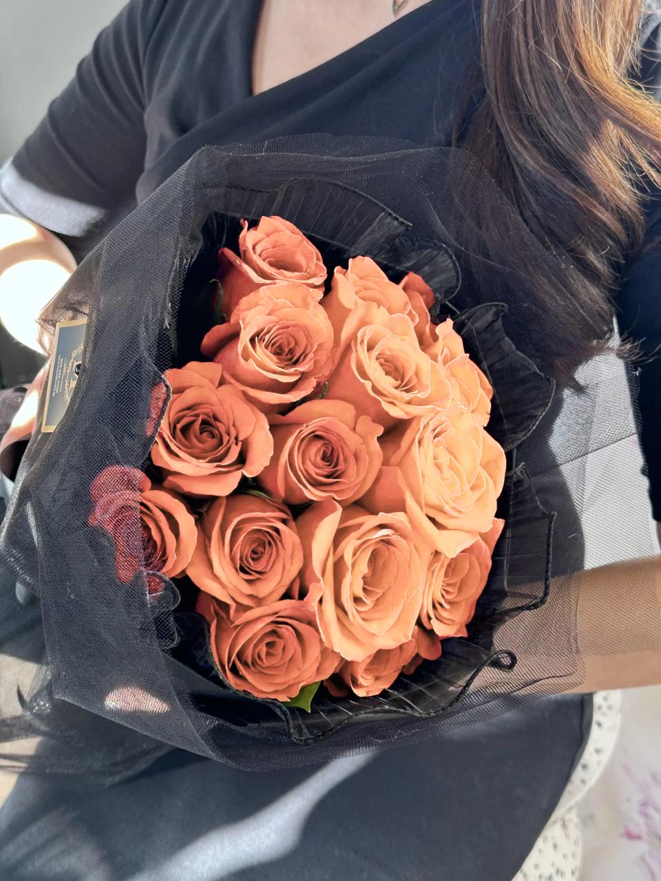 Peach Shimmer Rose Round Bouquet (15–100 Roses) | Same-Day Flower ...